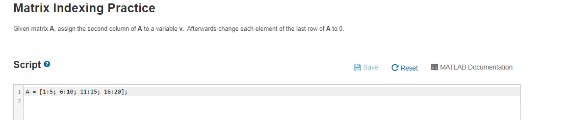 Solved Matrix Indexing Practice Given Matrix A Assign The