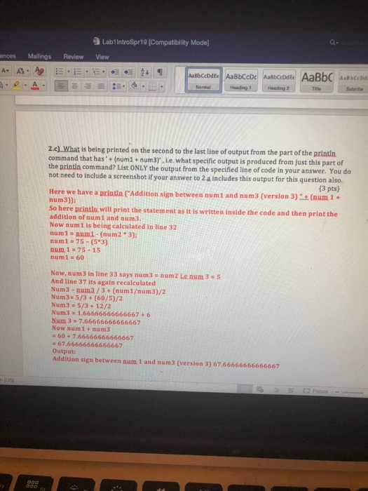 Solved Line argunents num1&num2 are variables un: Printing | Chegg.com
