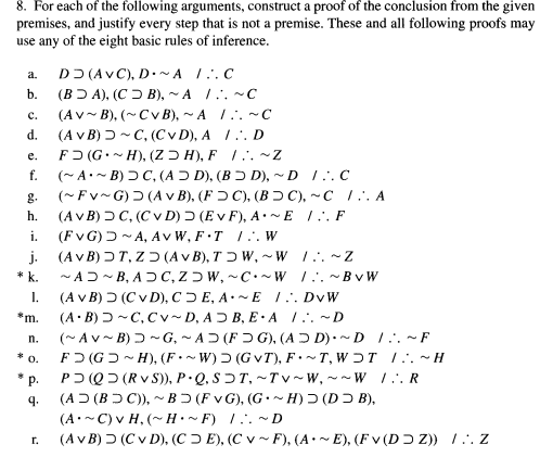 Solved 8. For each of the following arguments, construct a | Chegg.com