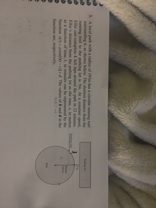 Solved 3. A local park with a radius of 195m has a circular | Chegg.com