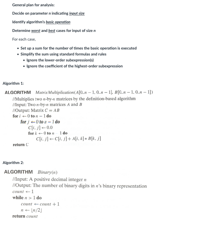 Solved General plan for analysis: Decide on parameter n | Chegg.com