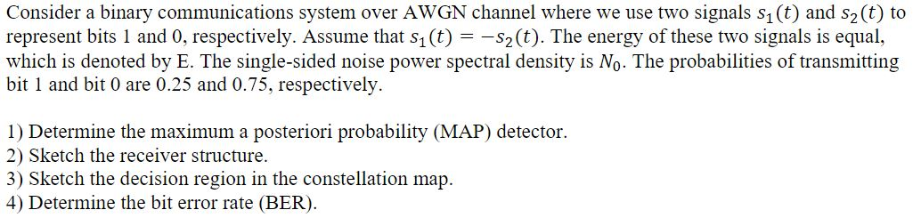 Consider A Binary Communications System Over Awgn 