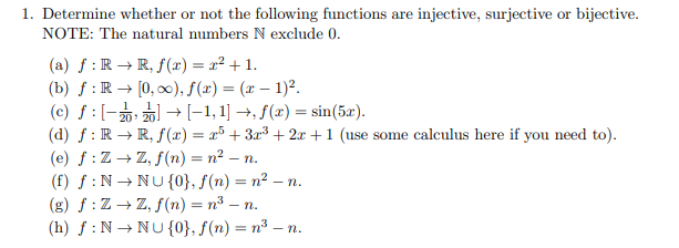 Solved 1. Determine whether or not the following functions | Chegg.com