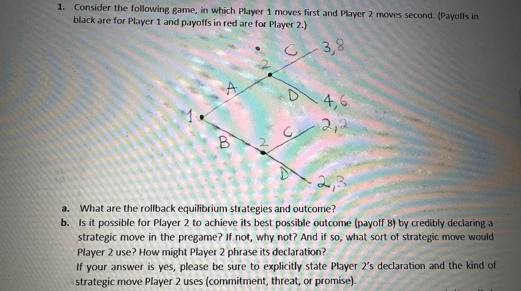 Solved 1. Consider the following game, in which Player 1 | Chegg.com
