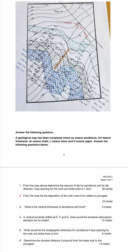 Answer the following question. A geological map has | Chegg.com