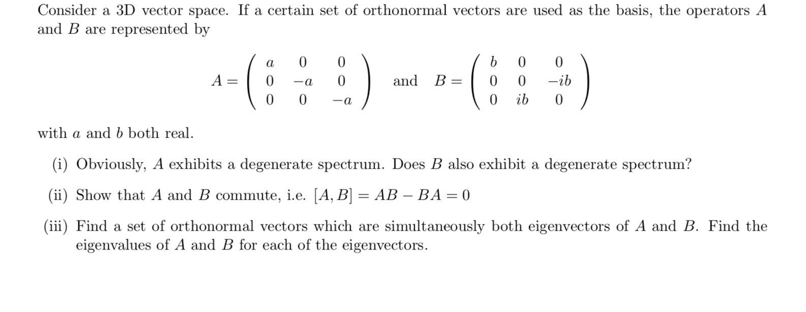 Solved Consider a 3D vector space. If a certain set of | Chegg.com