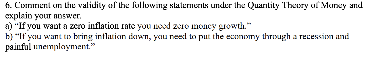 Solved Comment on the validity of the following statements | Chegg.com