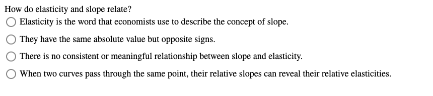 Solved How do elasticity and slope relate?Elasticity is the | Chegg.com