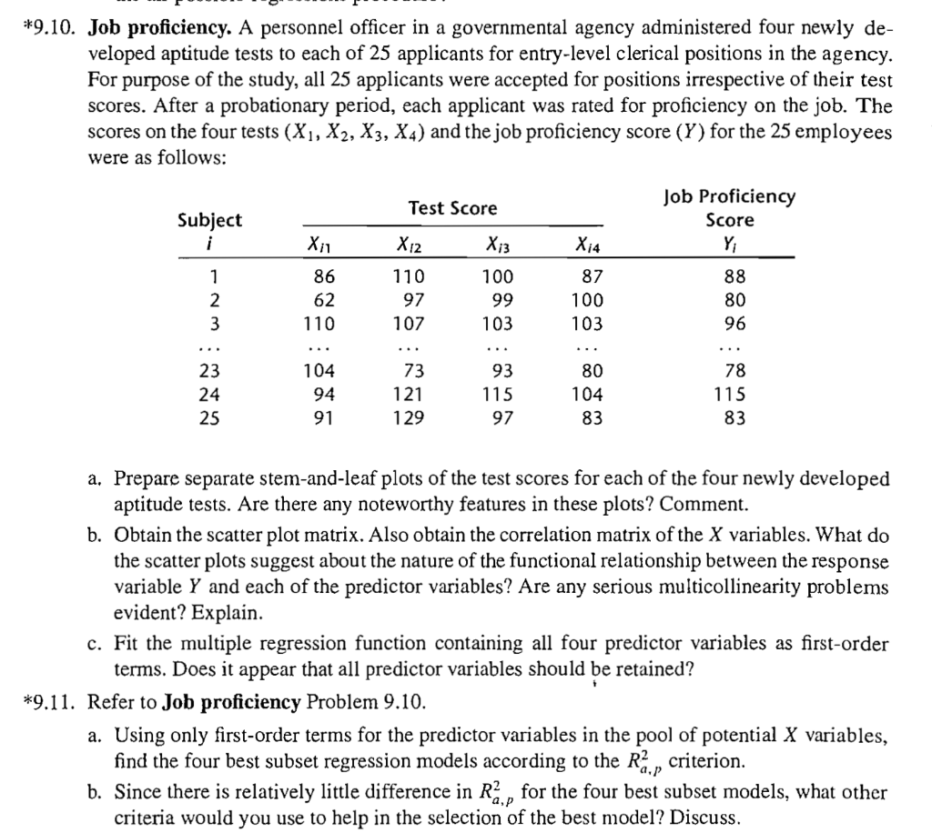 9.10. Job proficiency. A personnel officer in a | Chegg.com