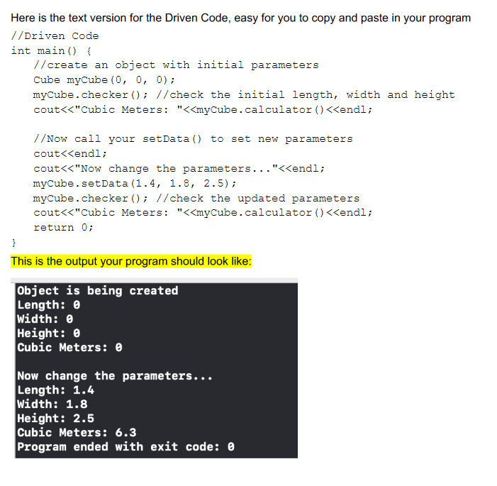 Solved Programming (30pts) Define a C++ Class named Cube. | Chegg.com