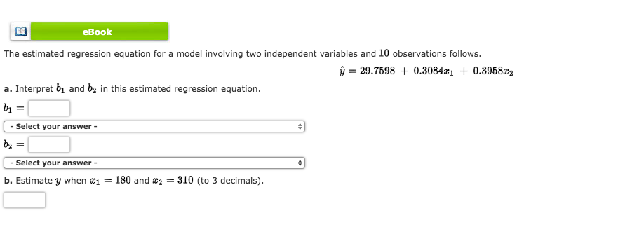 Solved Ebook The Estimated Regression Equation For A Model 
