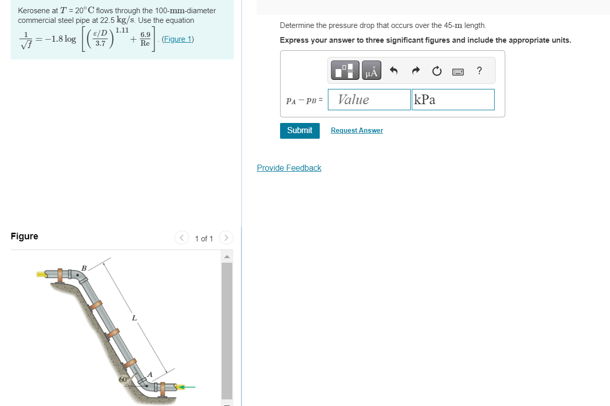 Solved Kerosene at T=20∘C flows through the 100 -mm-diameter | Chegg.com