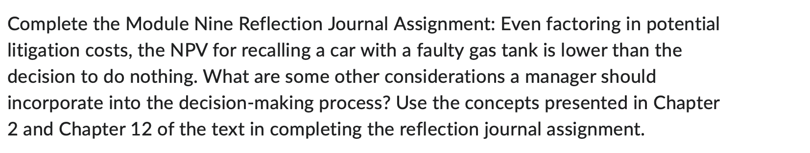 Solved Complete the Module Nine Reflection Journal | Chegg.com