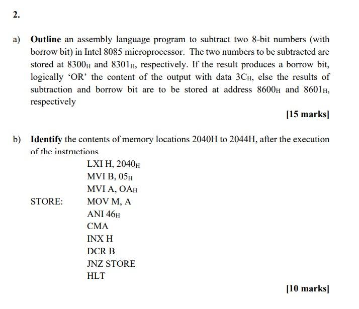 Solved 2. a) Outline an assembly language program to | Chegg.com