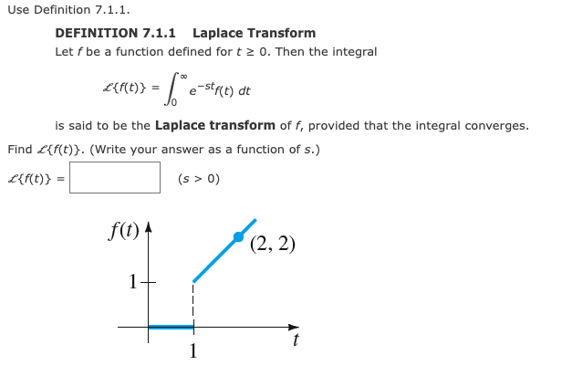 Solved Definition 7 1 1 Laplace Transform Let F Be A