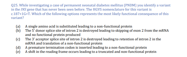 Solved Q25. While investigating a case of permanent neonatal | Chegg.com