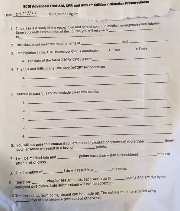 ECSI Advanced First Ald, CPR and AED 7th | Chegg.com