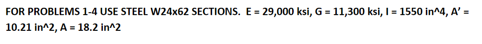 Solved FOR PROBLEMS 1-4 USE STEEL W24x62 SECTIONS. E = | Chegg.com
