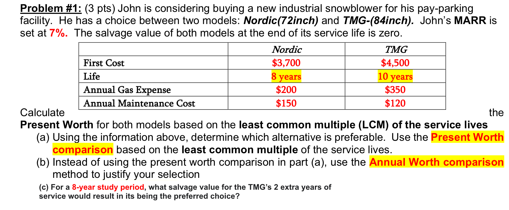 Solved Problem \#1: (3 ﻿pts) ﻿John is considering buying a | Chegg.com