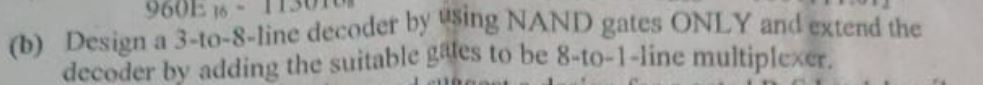 Solved (b) Design a 3-to-8-line decoder by using NAND gates | Chegg.com