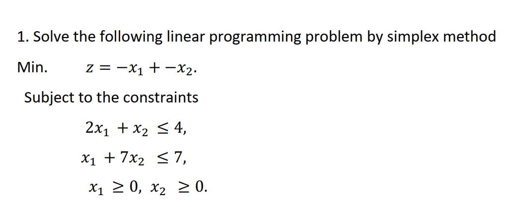 Solved 1. Solve the following linear programming problem by | Chegg.com