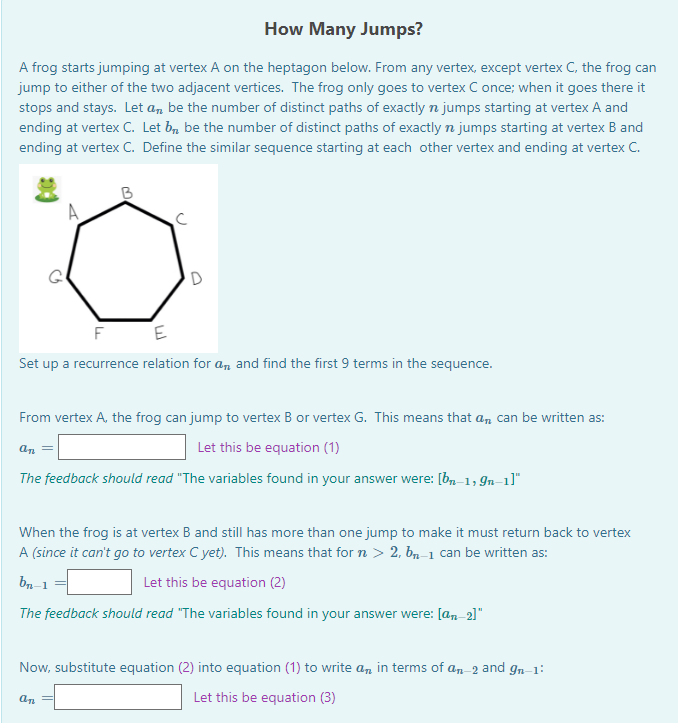 Solved How Many Jumps? A frog starts jumping at vertex A on | Chegg.com