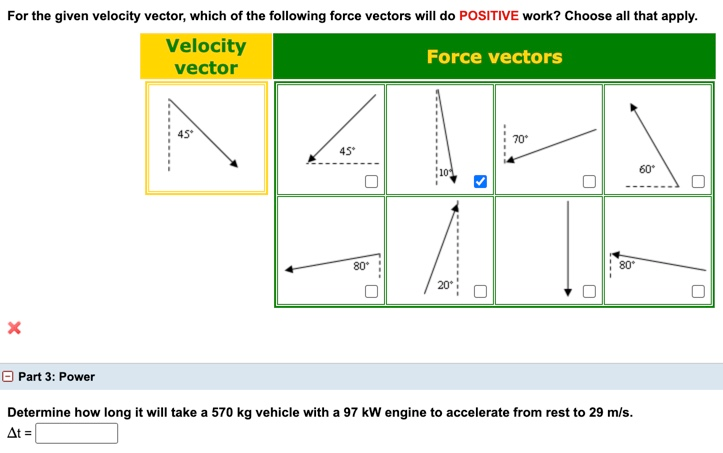 Solved For the given velocity vector, which of the following | Chegg.com