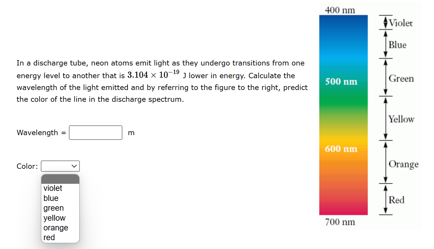 Solved In a discharge tube, neon atoms emit light as they | Chegg.com