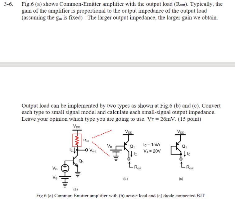 -6. Fig.6 (a) shows Common-Emitter amplifier with the | Chegg.com