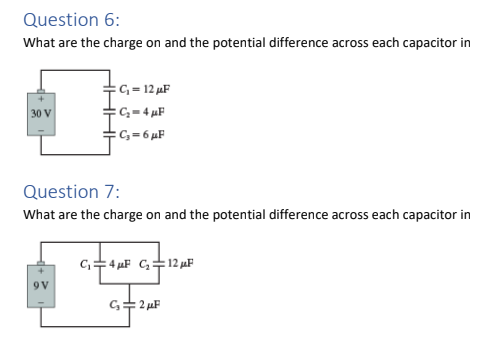 Solved What are the charge on and the potential difference | Chegg.com