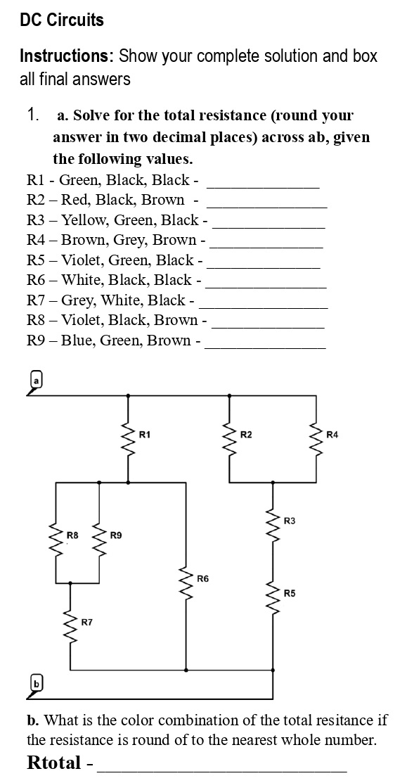 Solved DC CircuitsInstructions: Show your complete solution | Chegg.com
