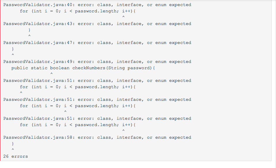 Solved IN JAVA! Construct a password validator to check if | Chegg.com