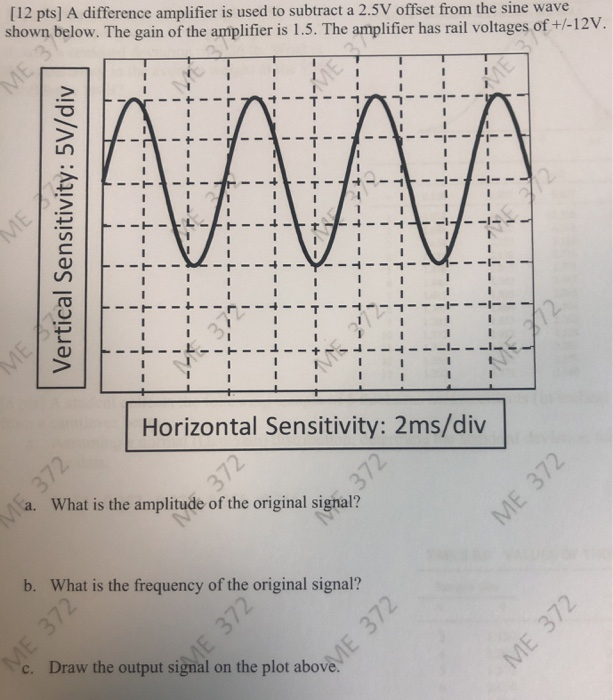 Solved [12 pts] A difference amplifier is used to subtract a | Chegg.com