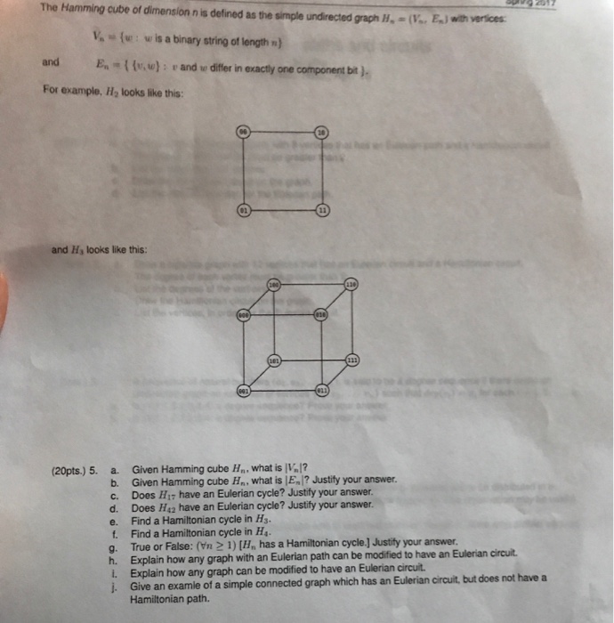 Solved The Hamming cube of dimension n is defined as the | Chegg.com