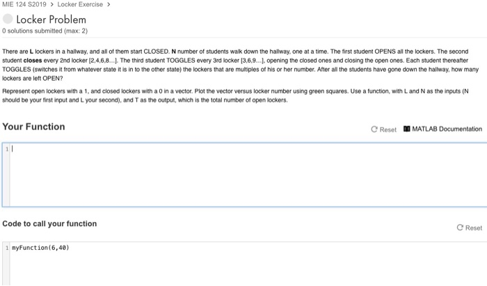 Solved MIE 124 S2019 > Locker Exercise> Locker Problem 0 | Chegg.com