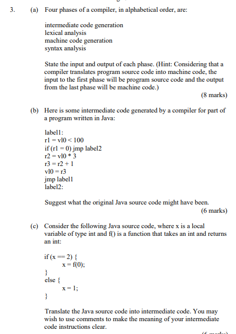 Solved 3. (a) Four phases of a compiler, in alphabetical | Chegg.com