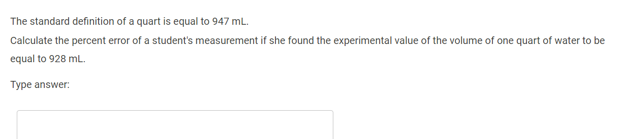 Solved The standard definition of a quart is equal to 947 | Chegg.com