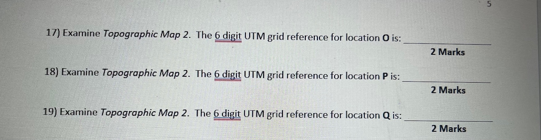 Solved 17) Examine Topographic Map 2. The 6 digit UTM grid | Chegg.com