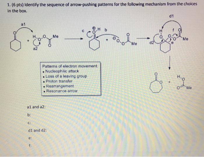 Solved 1. (6 pts) Identify the sequence of arrow-pushing | Chegg.com