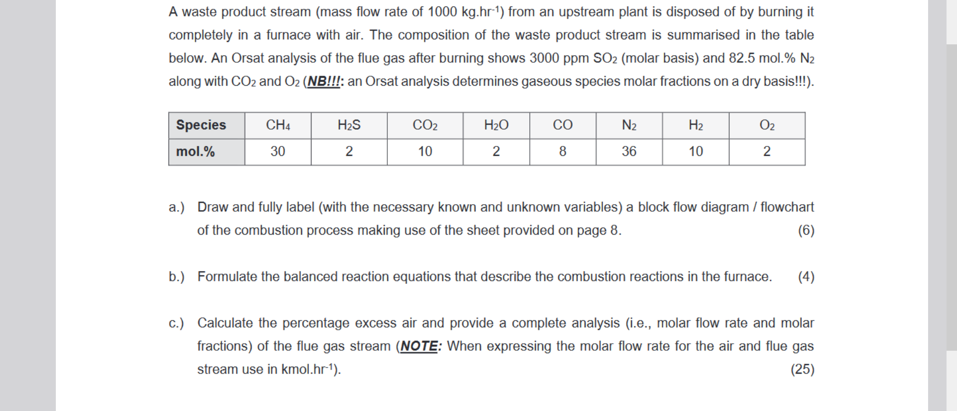 Solved A waste product stream (mass flow rate of 1000 | Chegg.com