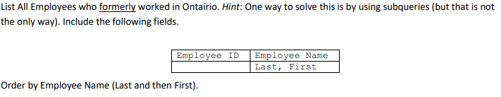 Solved List All Employees who formerly worked in Ontairio. | Chegg.com