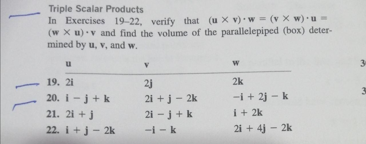 Solved . Triple Scalar Products In Exercises 19-22, verify | Chegg.com