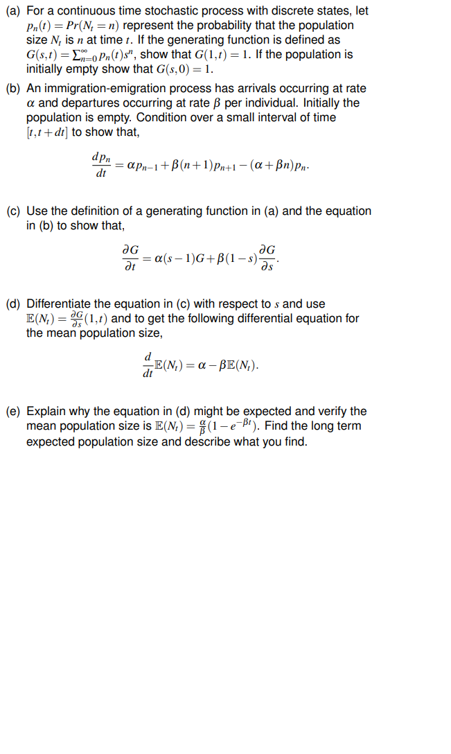 Solved A ﻿for A Continuous Time Stochastic Process With