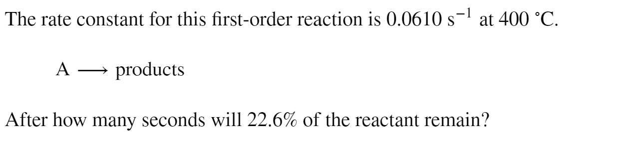 Solved The Rate Constant For This First Order Reaction Is