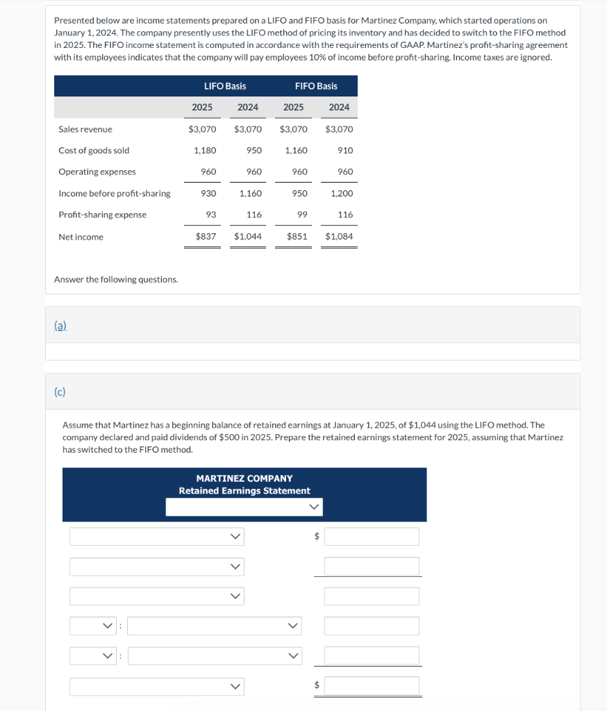Solved Presented below are income statements prepared on a | Chegg.com