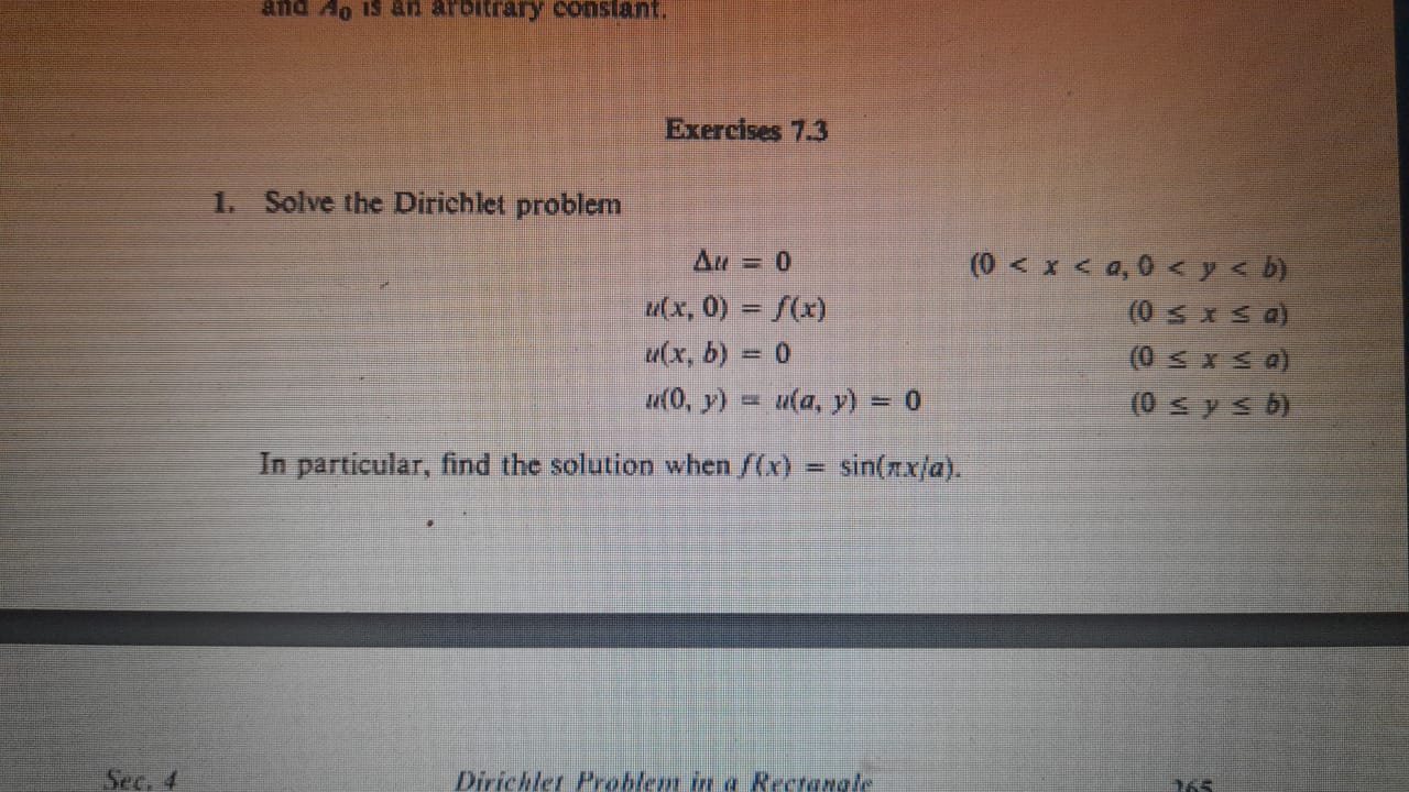 Solved Exercises 7.3 1. Solve the Dirichlet problem | Chegg.com