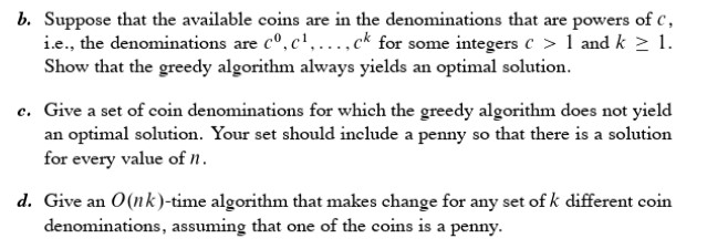 16-1 Coin changing Consider the problem of making | Chegg.com