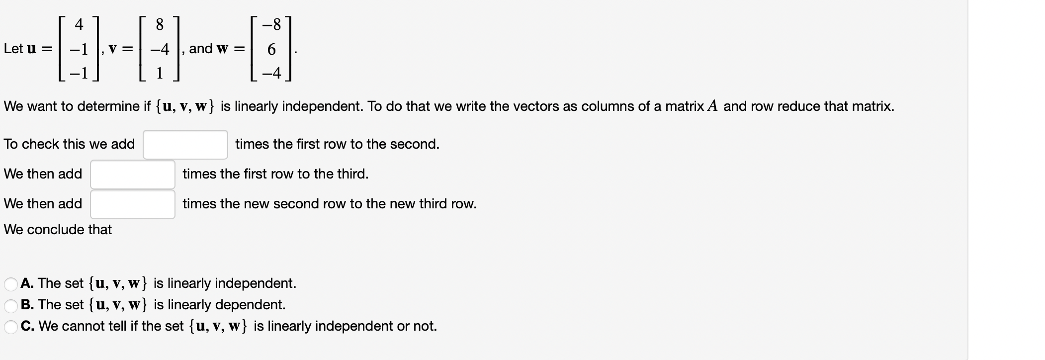 Solved 8 -8 -EE Let u = -4 and w= 6 We want to determine if | Chegg.com