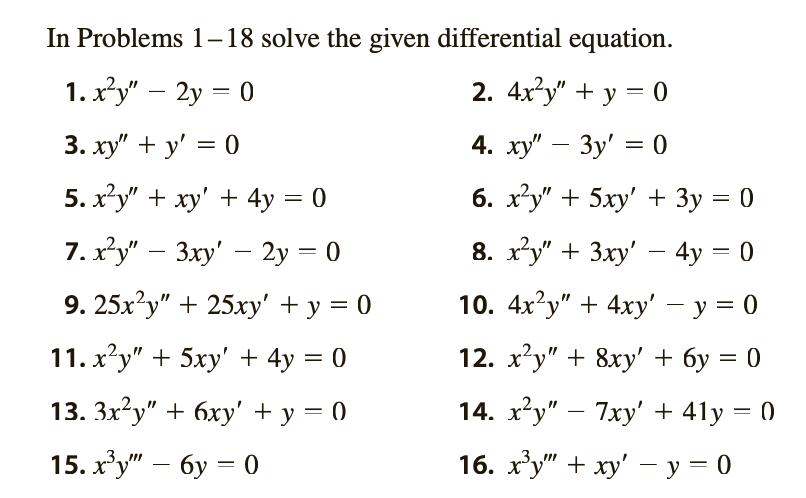 Solved In Problems 1-18 solve the given differential | Chegg.com