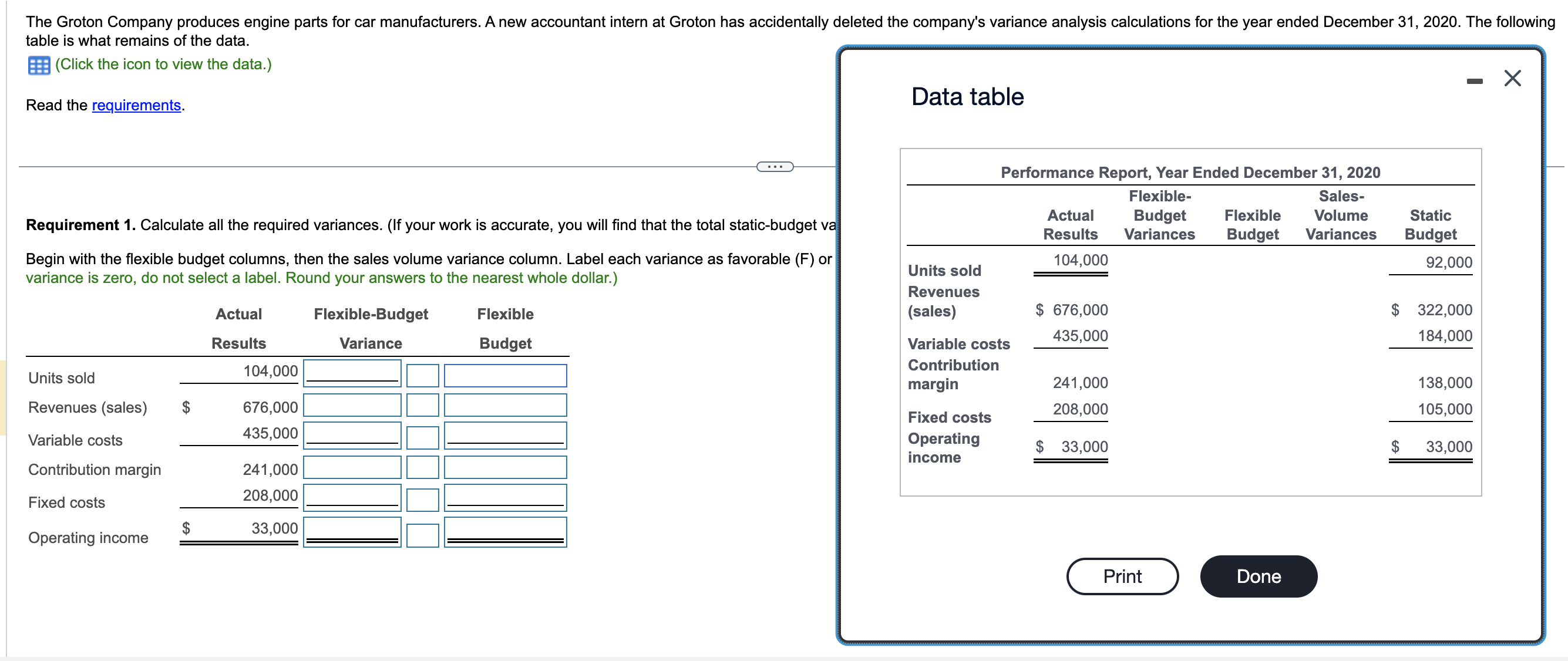 Solved table is what remains of the data.囲 (Click the icon | Chegg.com